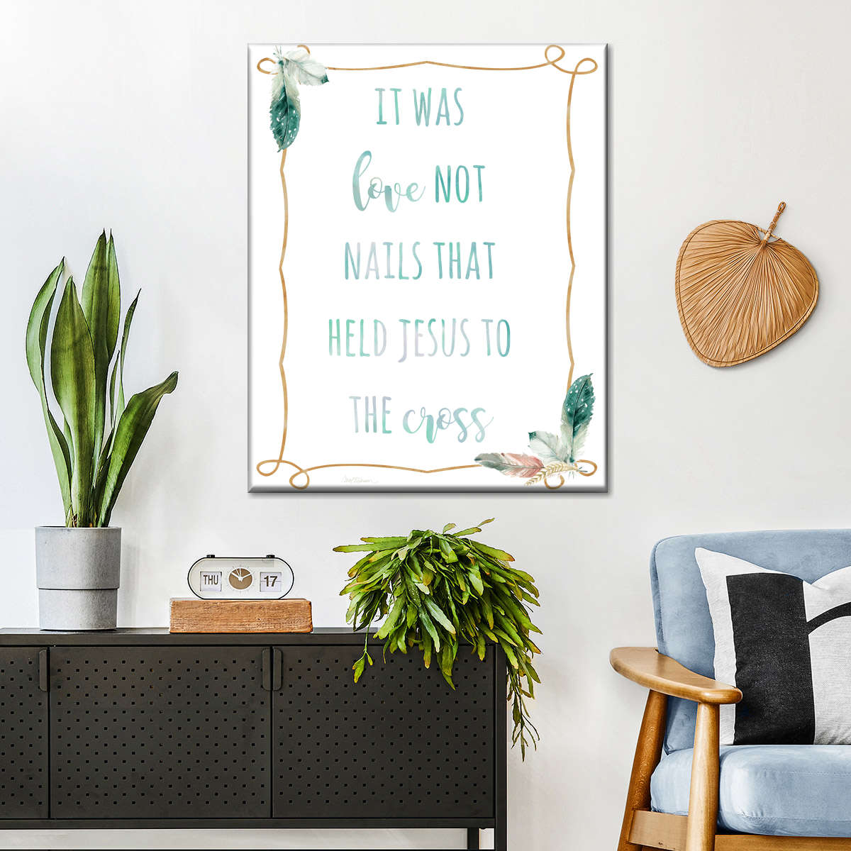 Religious Feather Love Not Nails Wall Art Canvas - Canvas Religious Wa ...