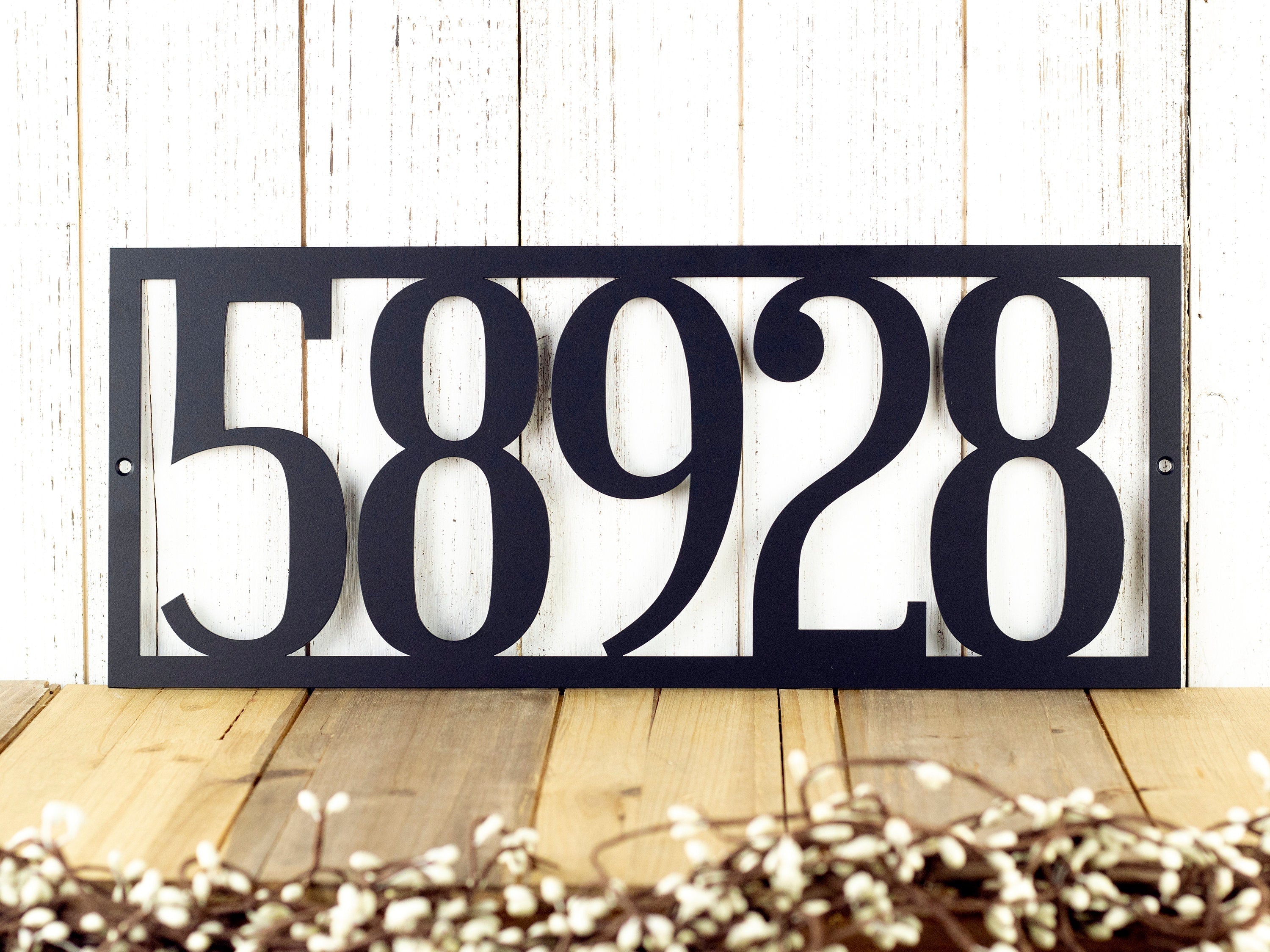 Rustic House Numbers On A Custom Metal Sign For Farmhouse Decor Housew ...