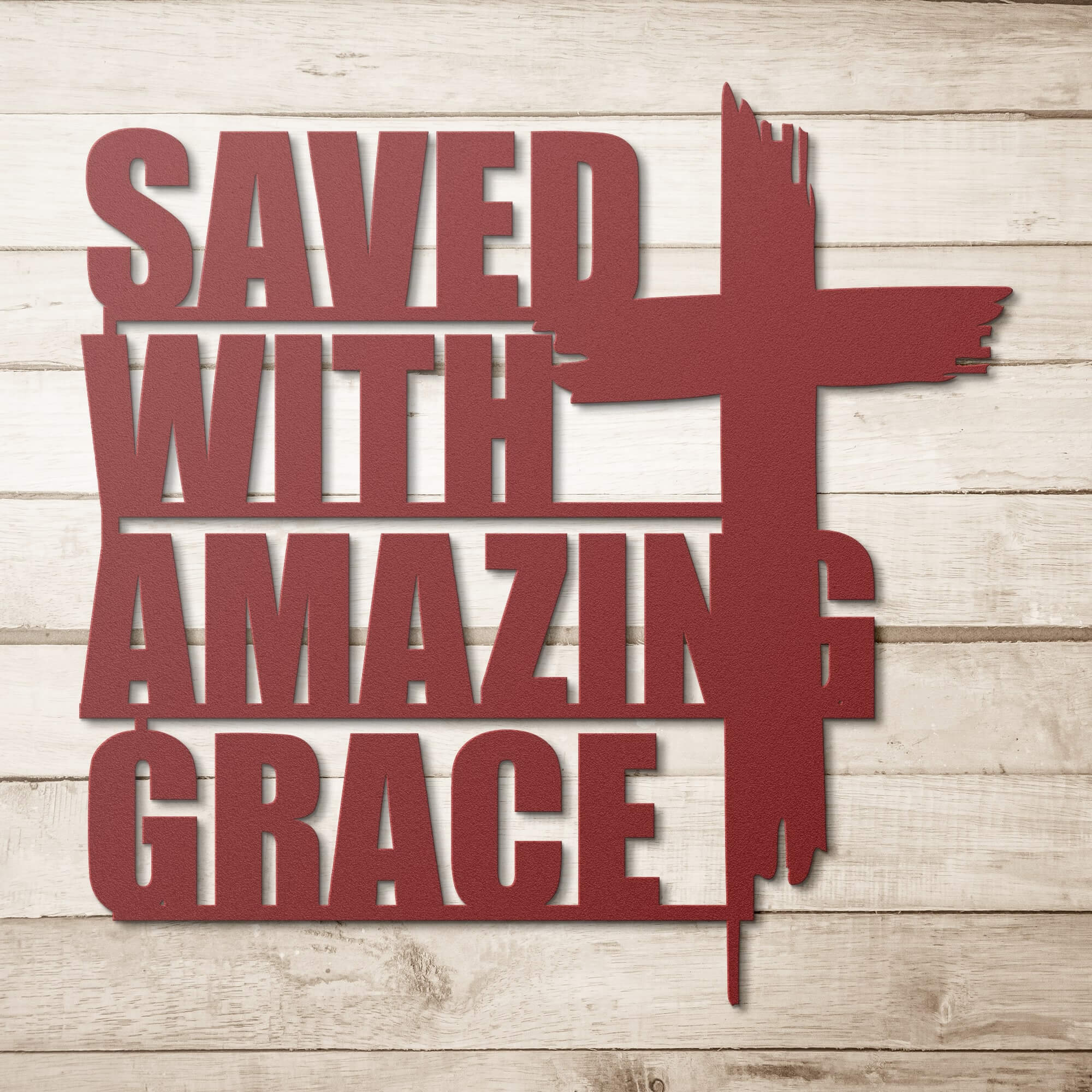 Saved With Amazing Grace Metal Sign - Christian Metal Wall Art - Relig ...
