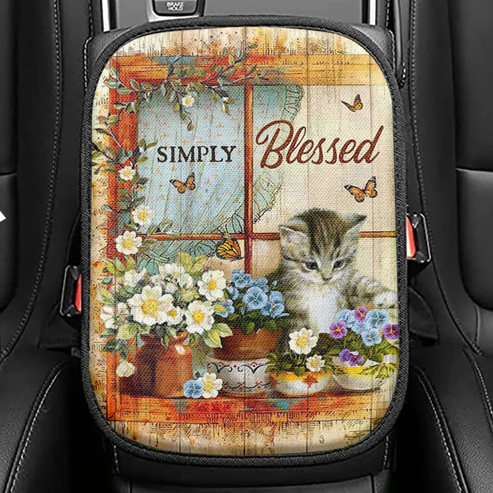 Simply Blessed Cat Butterfly Seat Box Cover, Inspirational Car Center ...