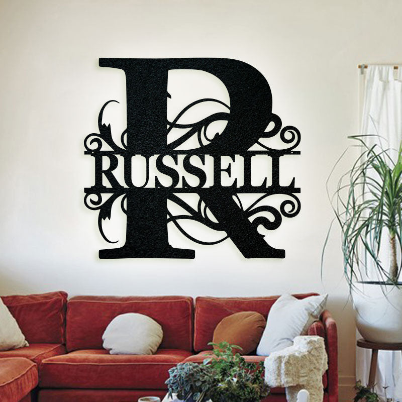 Split Letter Monogram - Outdoor Decor Metal Wall Art - Metal Signs For ...
