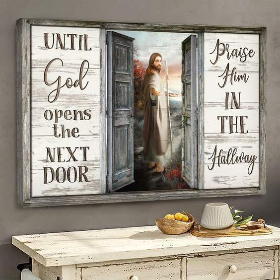 Take His Hand Until God Opens The Next Door Jesus Canvas Wall Art - Je ...