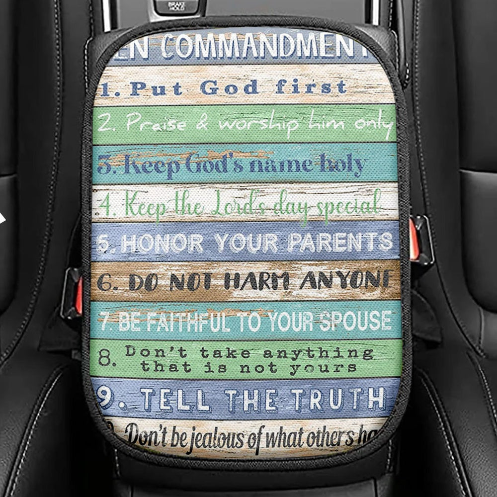 Ten Commandments Seat Box Cover, Gods Rules Car Center Console Cover,C ...