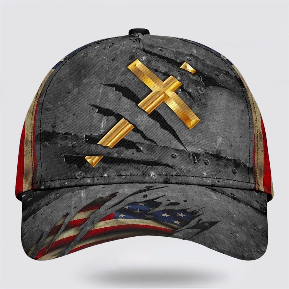 The Cross Holy American Flag Classic Hat All Over Print - Christian Ha ...