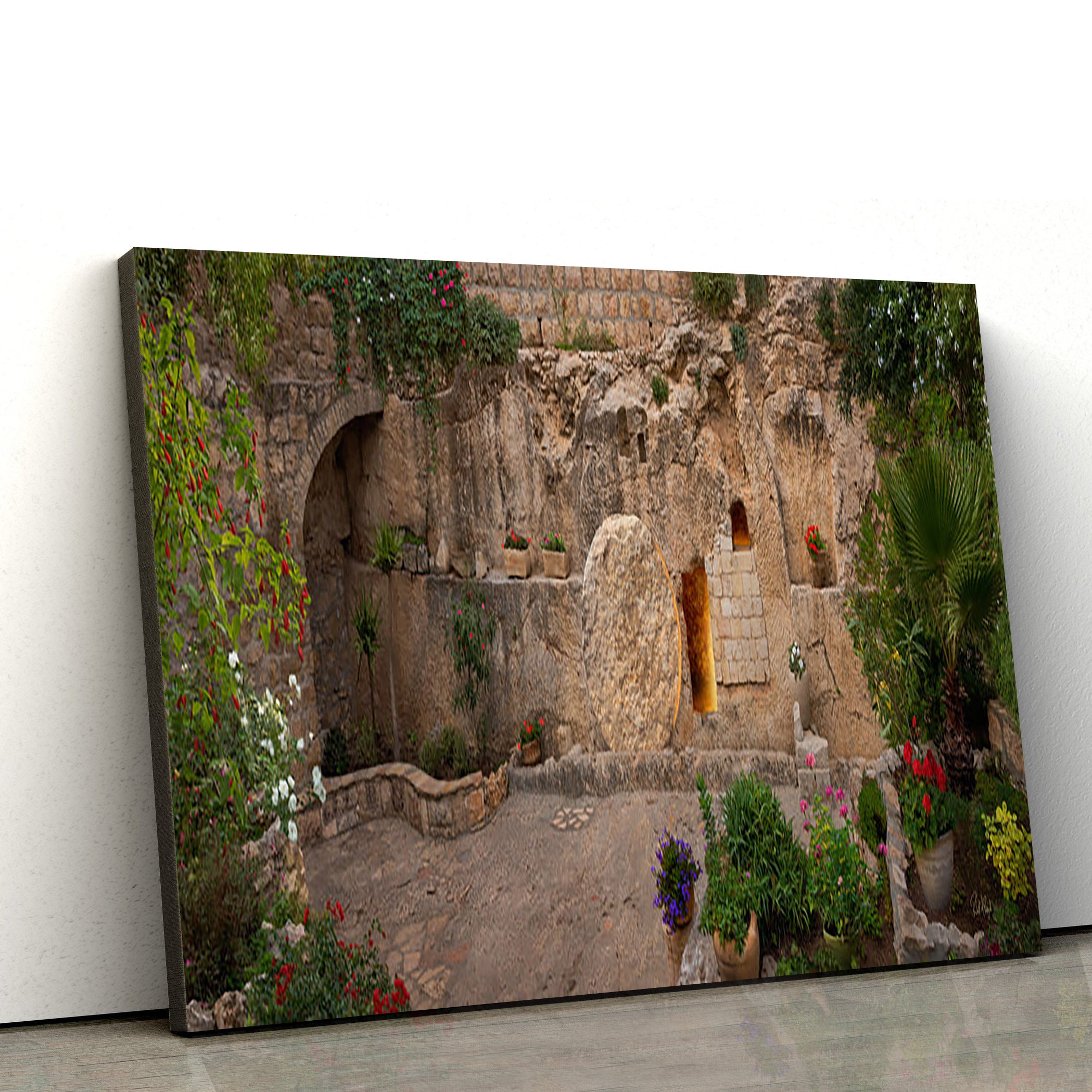 The Garden Tomb Panoramic Canvas Wall Art - Jesus Christ Picture - Can ...