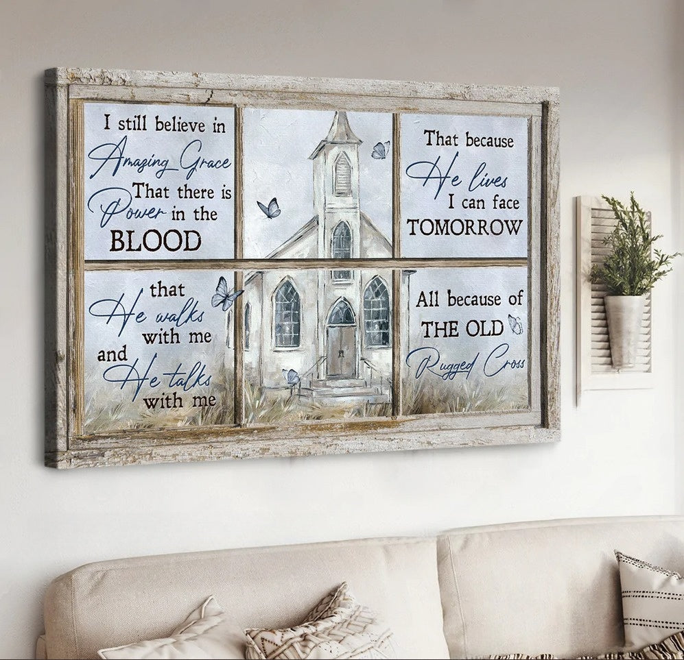Vintage Church I Still Believe In Amazing Grace Canvas Wall Art - Chri ...