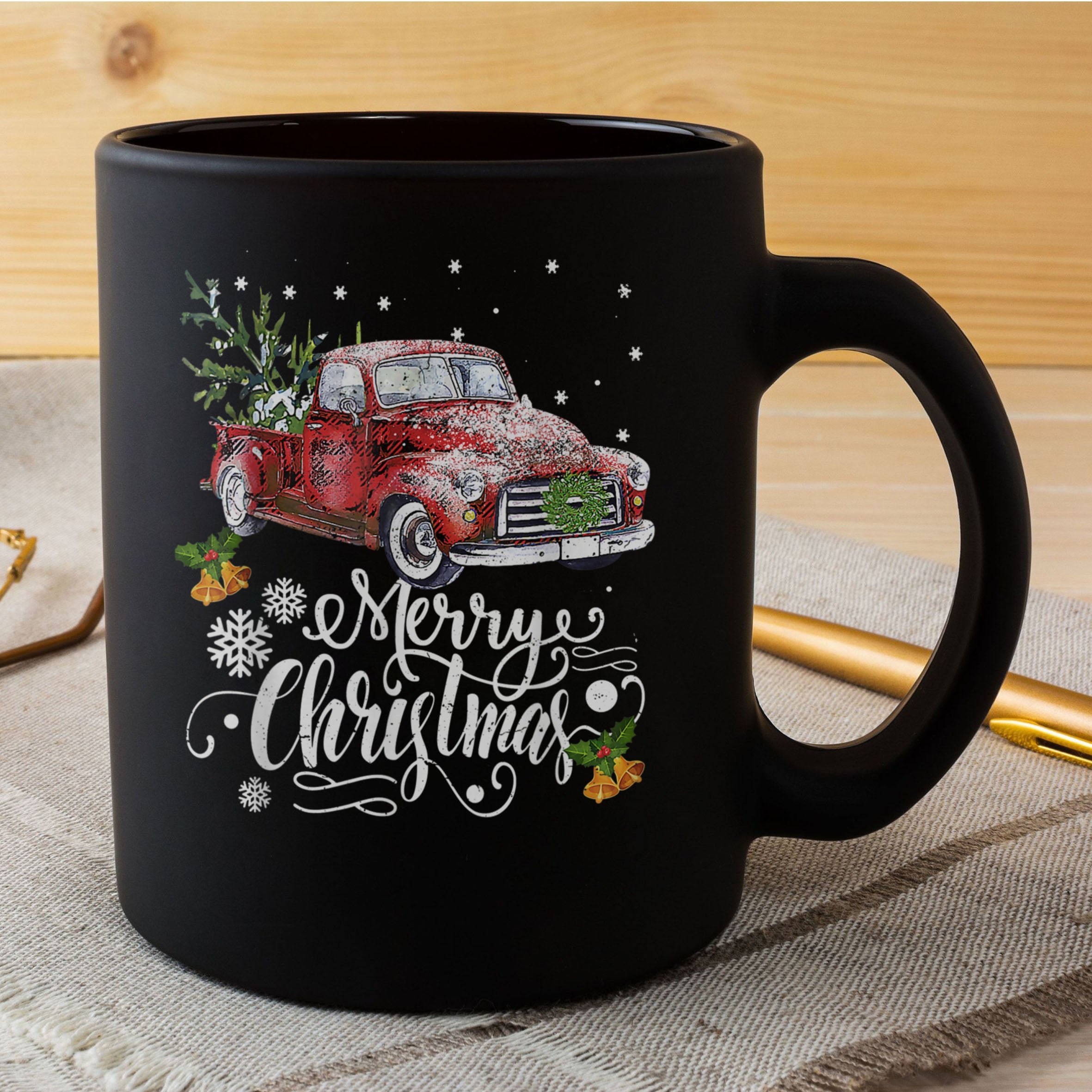 Vintage Merry Christmas Wagon Red Truck Xmas Mug – Ciaocustom