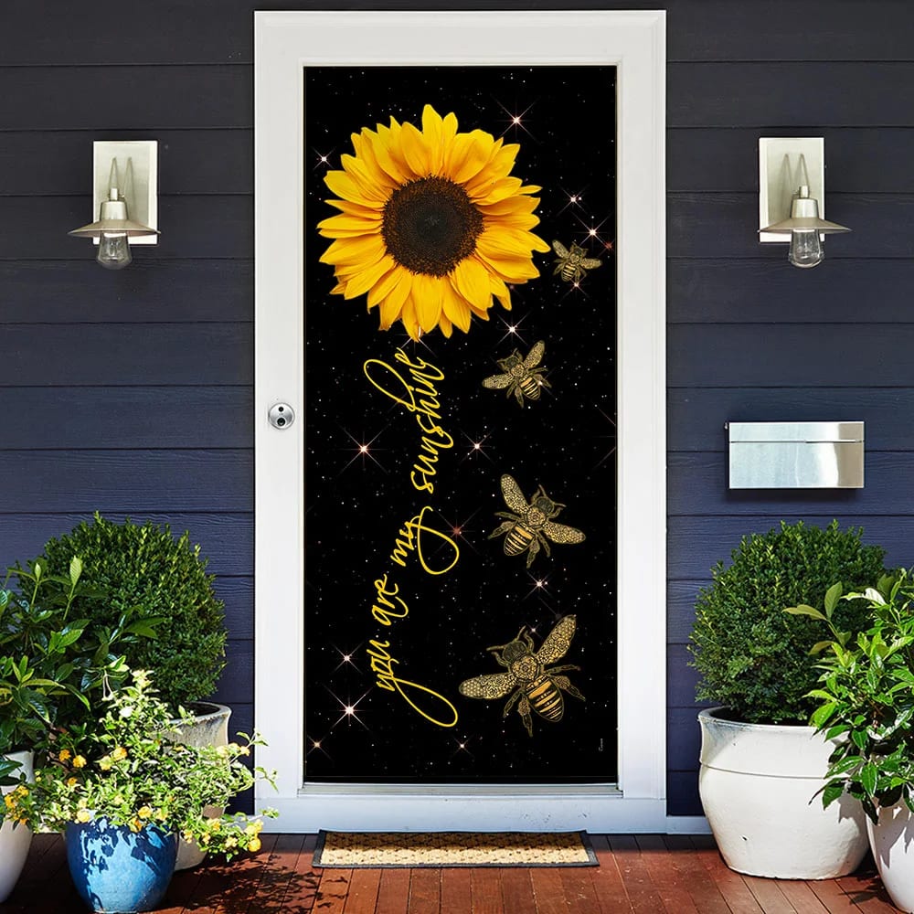 You Are My Sunshine Bee Sunflower Door Cover - Religious Door Decorati ...