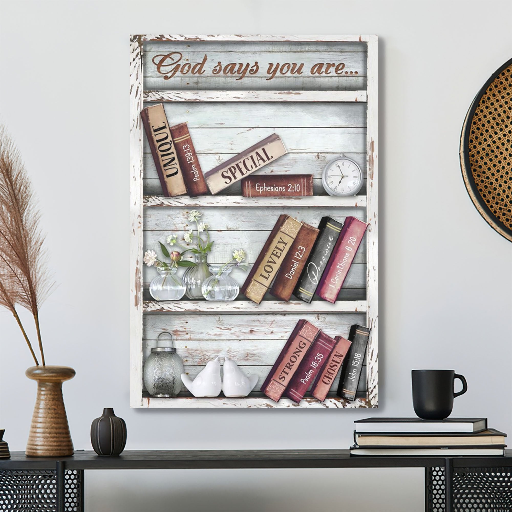 Christian Canvas Wall Art - Bookshelf - God Says You Are Canvas - Bibl ...
